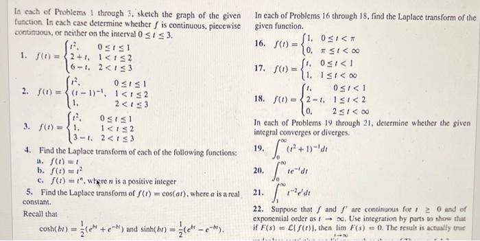 Solved In each of Problems 1 through 3. sketch the graph of | Chegg.com