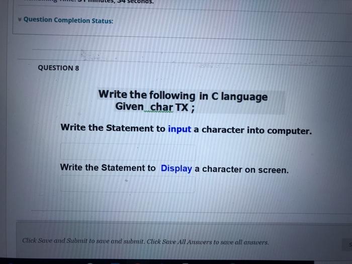 Solved Question Completion Status Question 8 Write The 