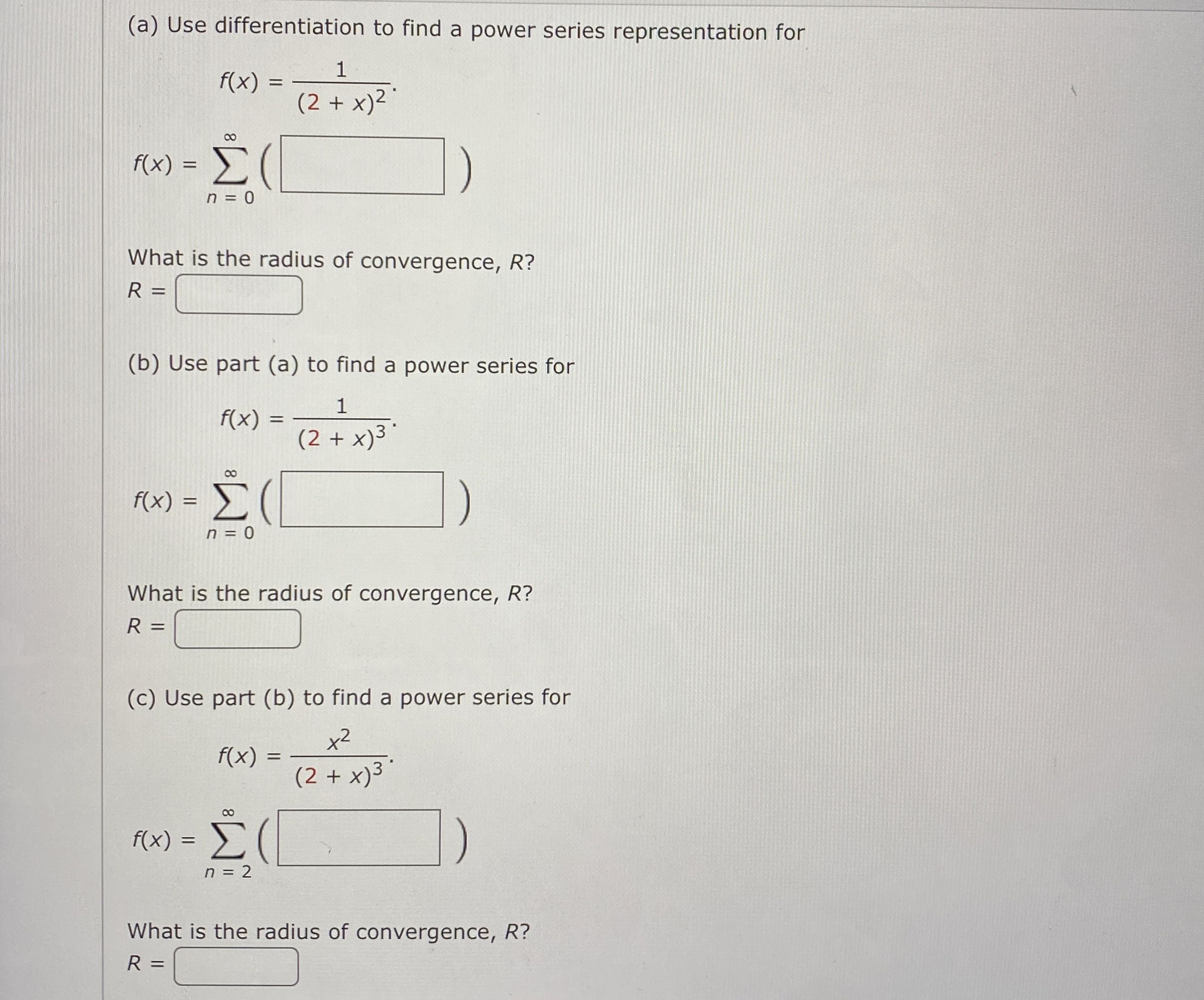 (a) ﻿Use differentiation to find a power series | Chegg.com