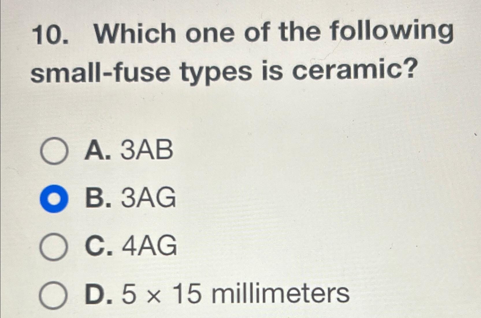 Solved Which one of the following small-fuse types is | Chegg.com
