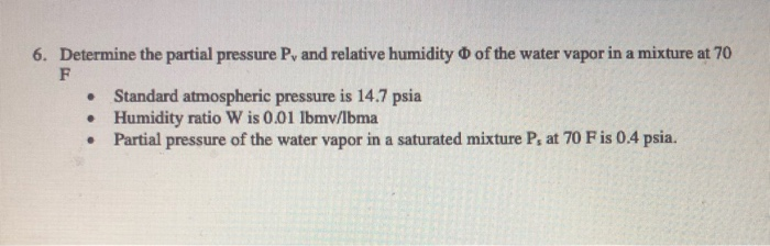 Solved 6. Determine the partial pressure P, and relative | Chegg.com
