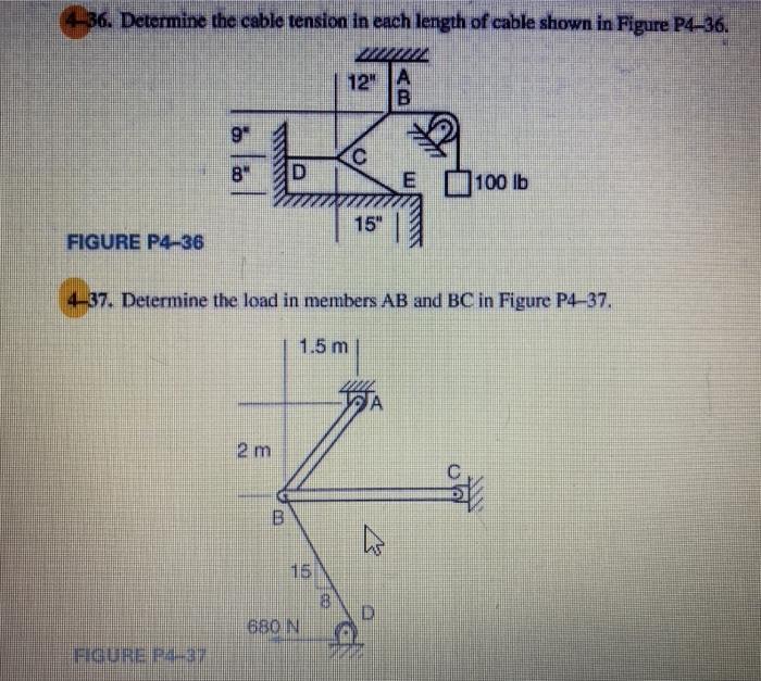 Solved 36. Determine the cable tension in each length of | Chegg.com