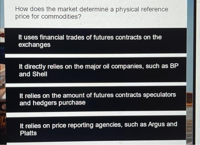 Solved How does the market determine a physical reference | Chegg.com