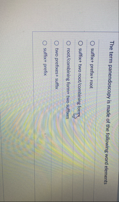 Solved The term panendoscopy is made of the following word | Chegg.com