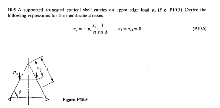 Solved 10.5 ﻿A supported truncated conical shell carries an | Chegg.com