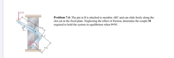Solved Problem 7.4: The pin at B is attached to member ABC | Chegg.com