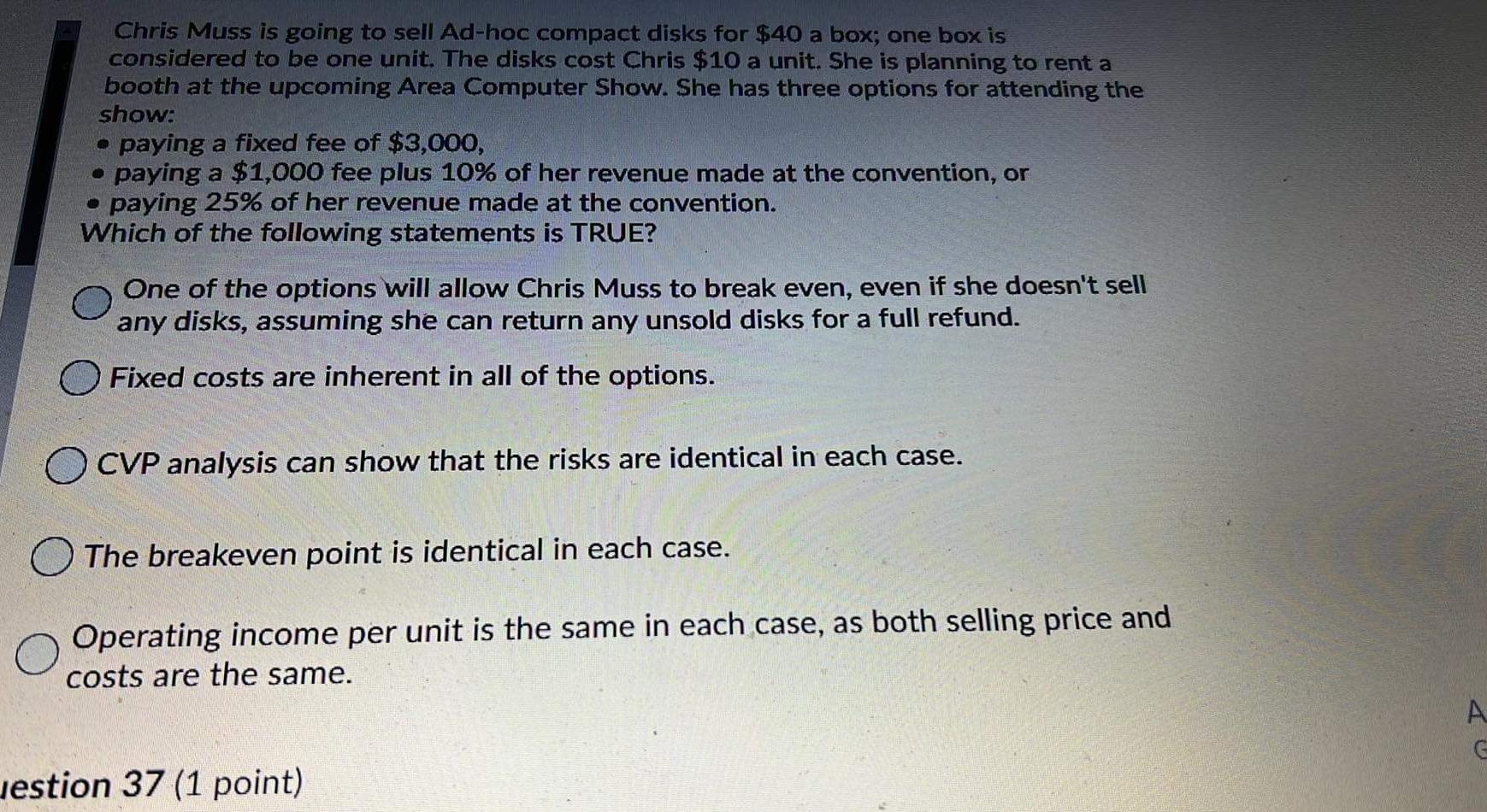 Solved Chris Muss is going to sell Ad-hoc compact disks for | Chegg.com