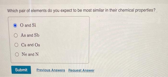 Solved Which pair of elements do you expect to be most | Chegg.com