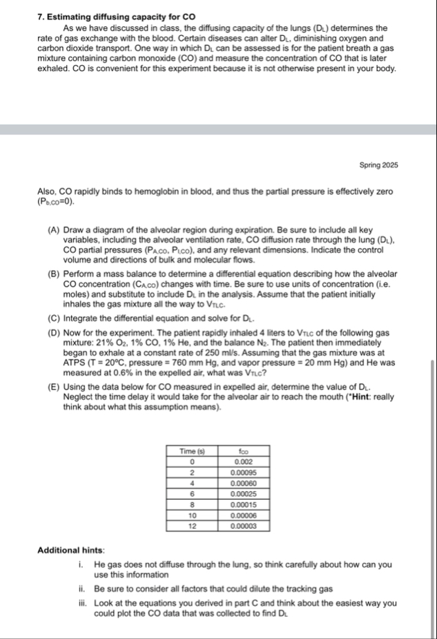 Solved Estimating Diffusing Capacity For Coas We Have 7775