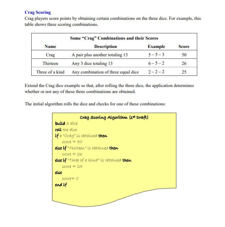 Solved CLASS AND OBJECT PROGRAMMING EXAMPLES Crag Crag is a | Chegg.com
