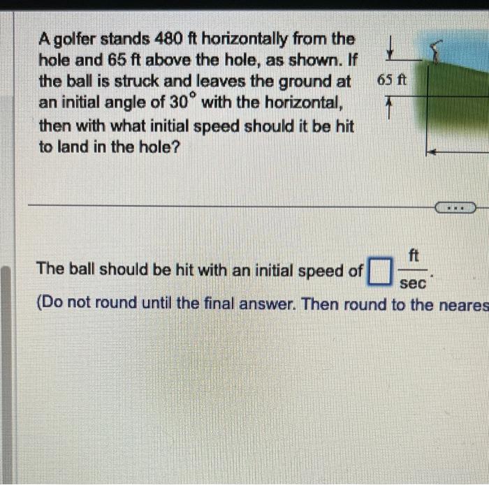 Solved A golfer stands 480ft horizontally from the hole and | Chegg.com