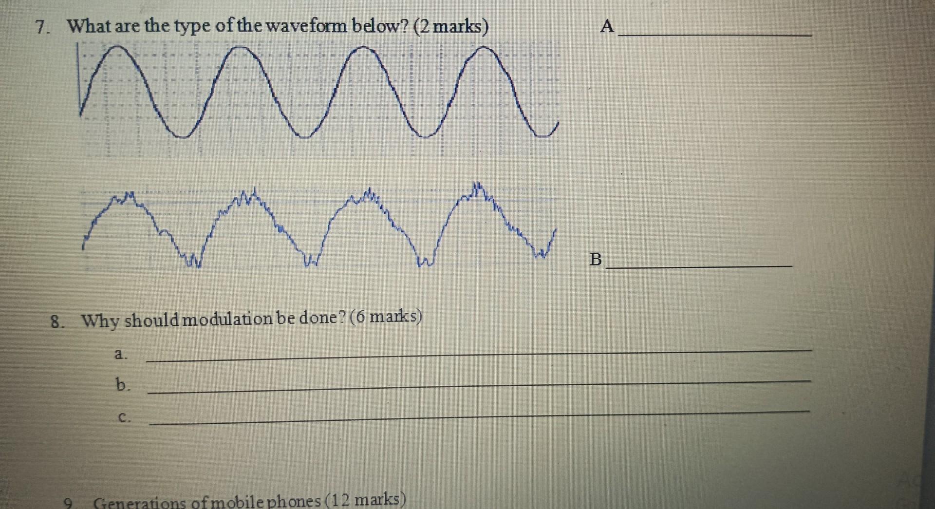 Solved What are the type of the waveform below? (2 marks) A | Chegg.com