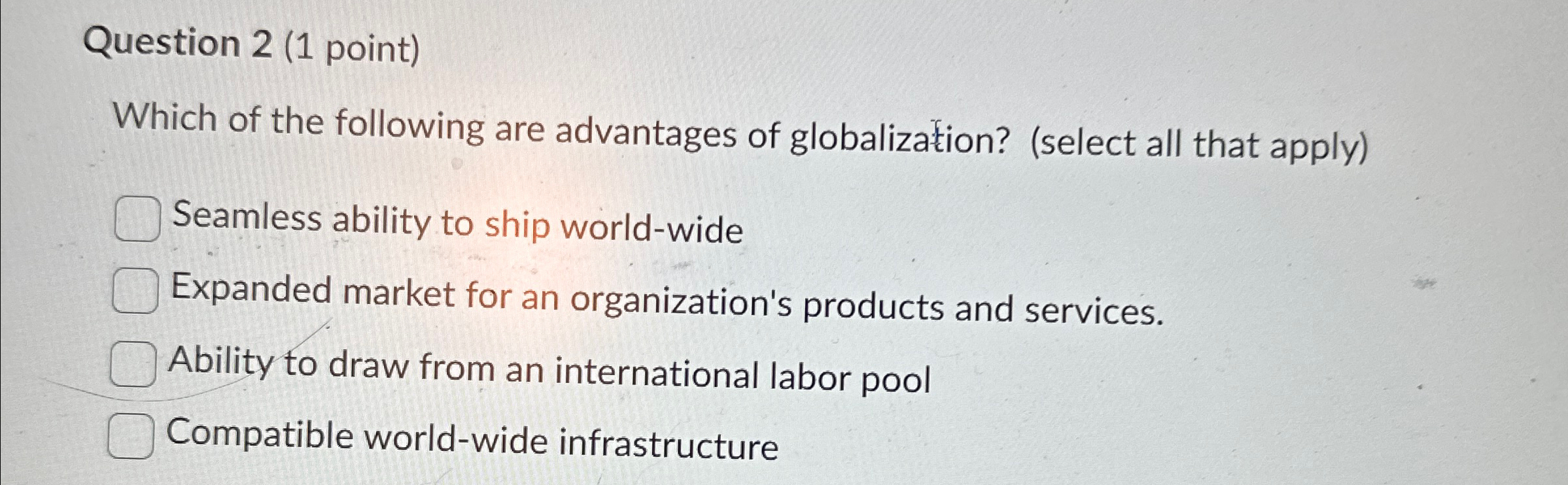 Solved Question 2 (1 ﻿point)Which of the following are | Chegg.com