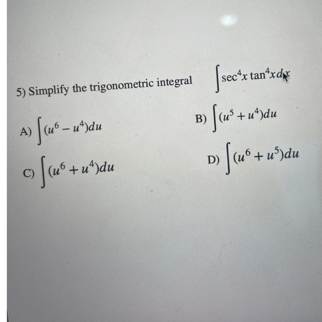 Solved Simplify the trigonometric integral | Chegg.com