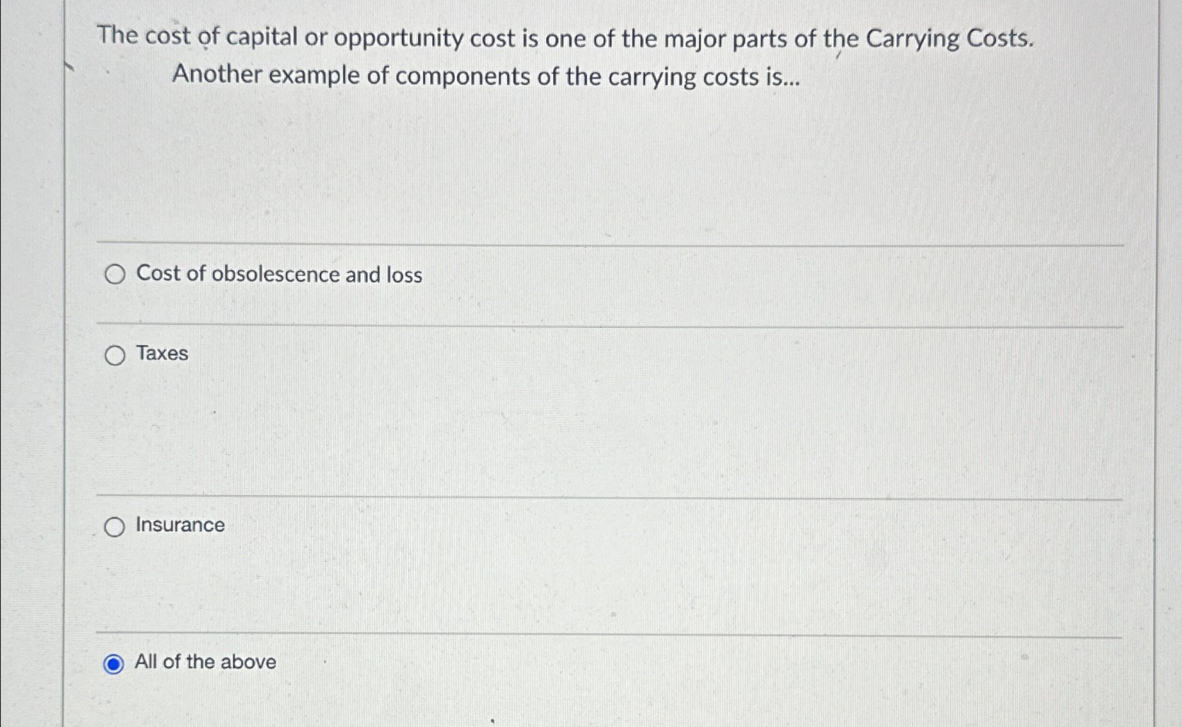 Solved The cost of capital or opportunity cost is one of the | Chegg.com