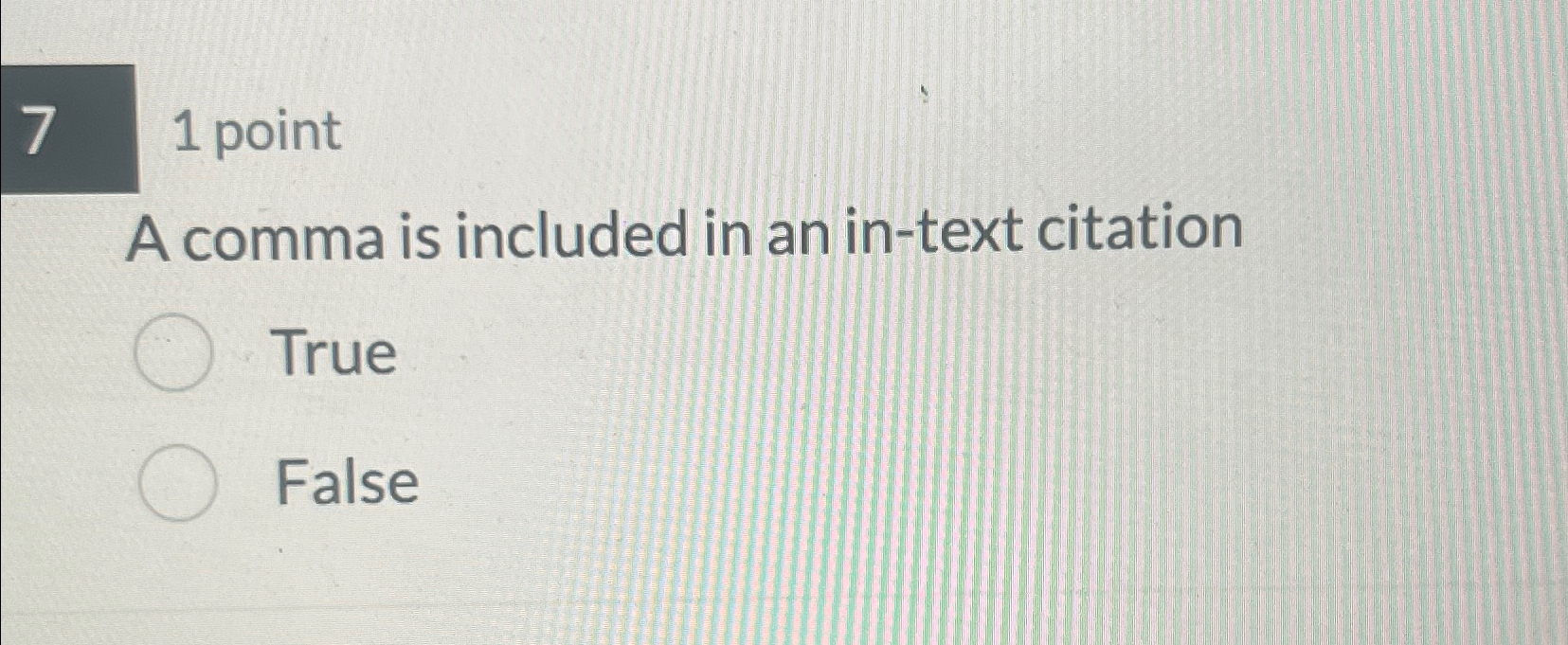 Solved 1 ﻿pointA comma is included in an in-text | Chegg.com