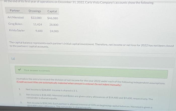 Solved Prepare a partners' capital statement for the year | Chegg.com