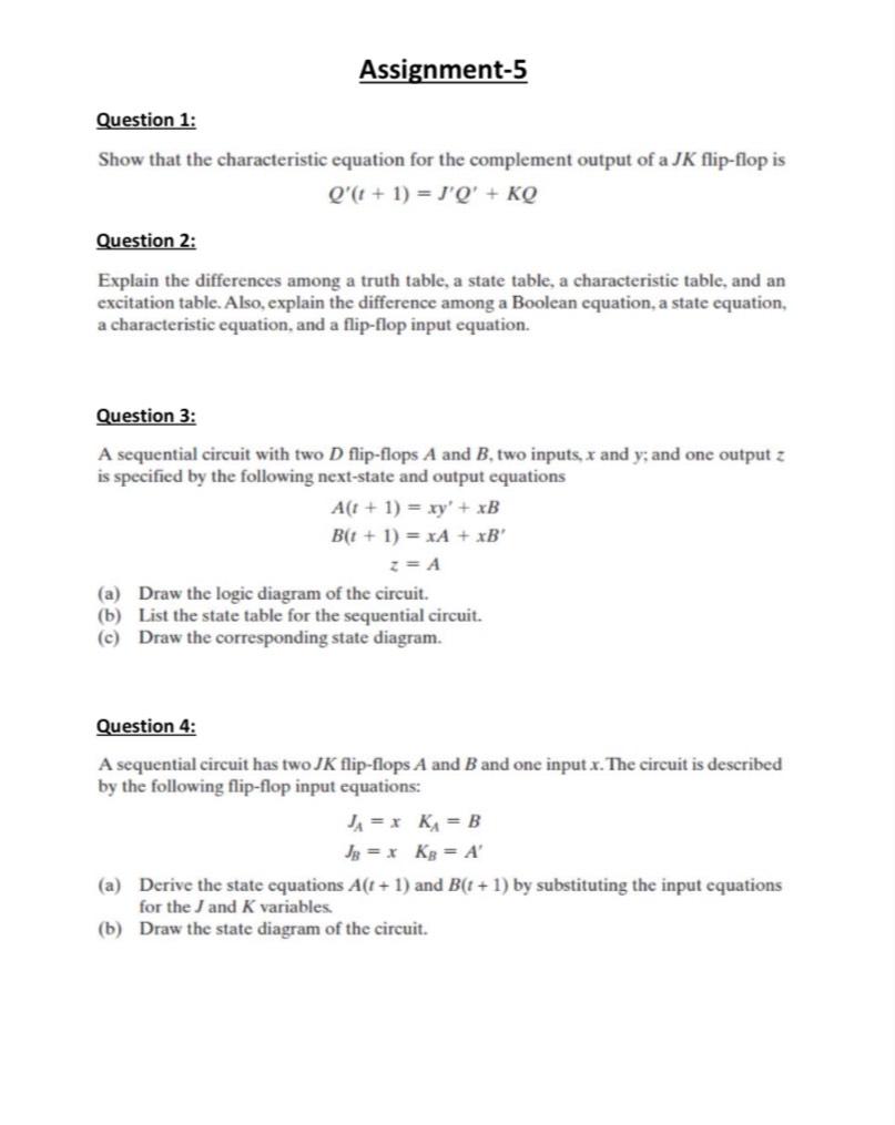 Solved Assignment-5Question 1:Show that the characteristic | Chegg.com