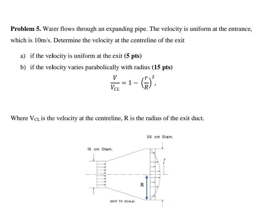 Solved Problem 5. Water flows through an expanding pipe. The | Chegg.com