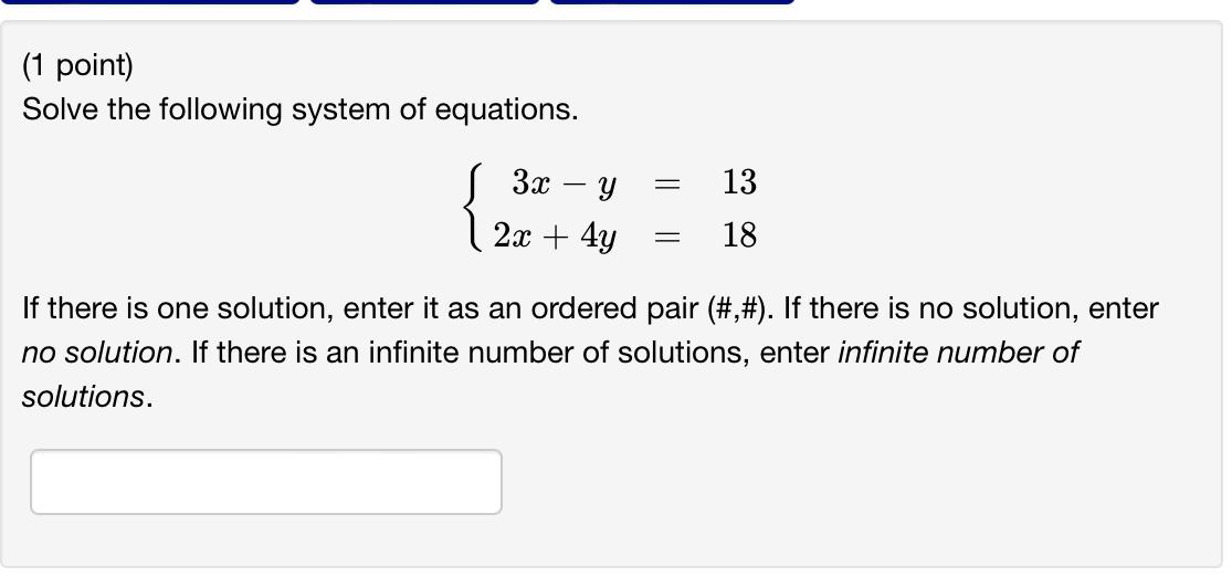 Solved (1 ﻿point)Solve the following system of | Chegg.com