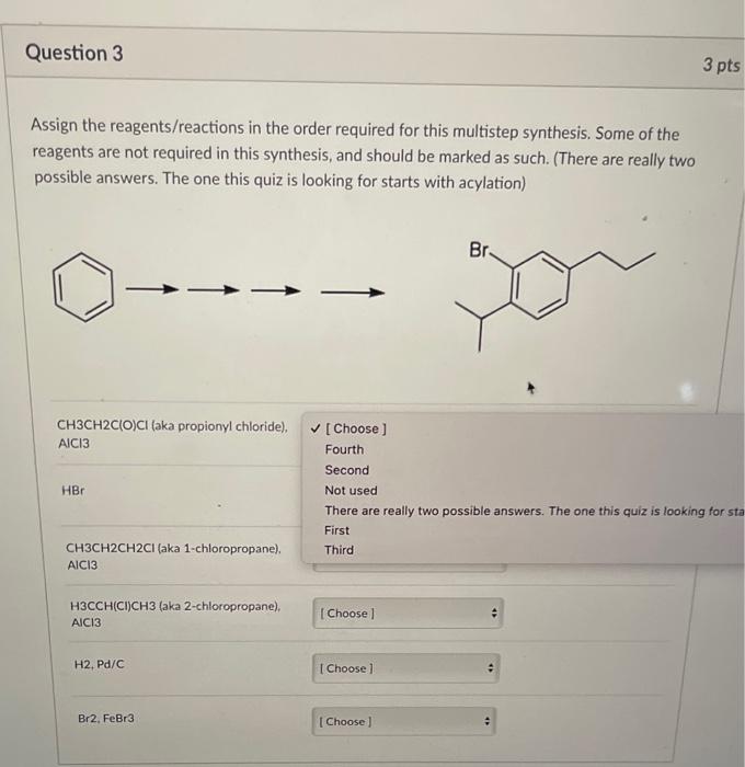 Solved Assign the reagents/reactions in the order required | Chegg.com