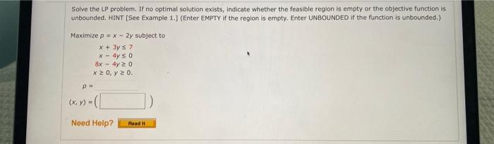 Solve the LP problem. If no optimal solution exists, | Chegg.com