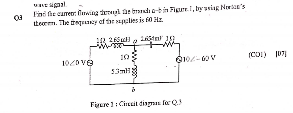 Solved wave signal. Find the current flowing through the | Chegg.com