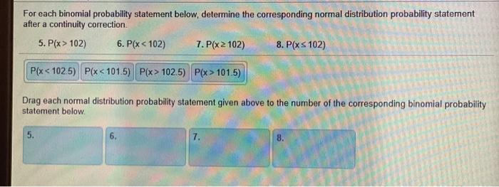 Solved For each binomial probability statement below, | Chegg.com