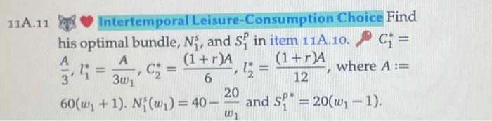 Solved 1 Intertemporal Leisure-Consumption Choice Find his | Chegg.com