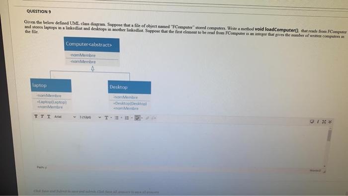 Solved Question 9 Given The Below Defined Uml Class Disgram 5918
