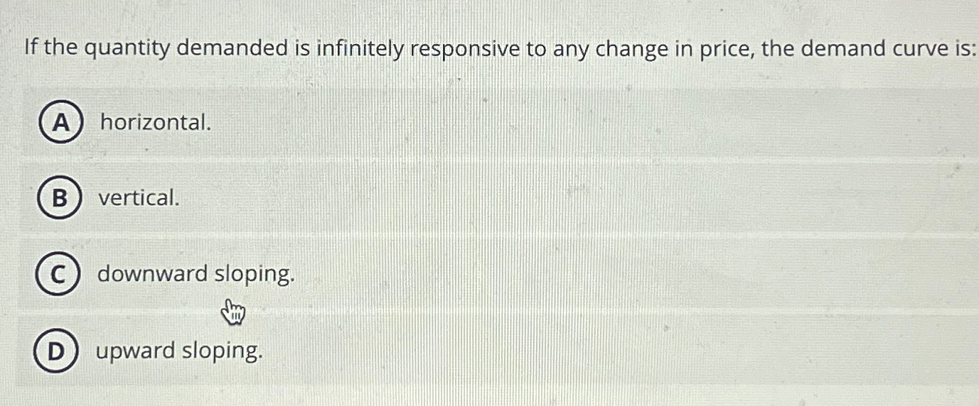 Solved If the quantity demanded is infinitely responsive to | Chegg.com