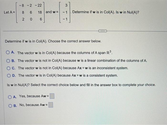 Solved If the nullity of an 8×12 matrix A is 6 , what are | Chegg.com