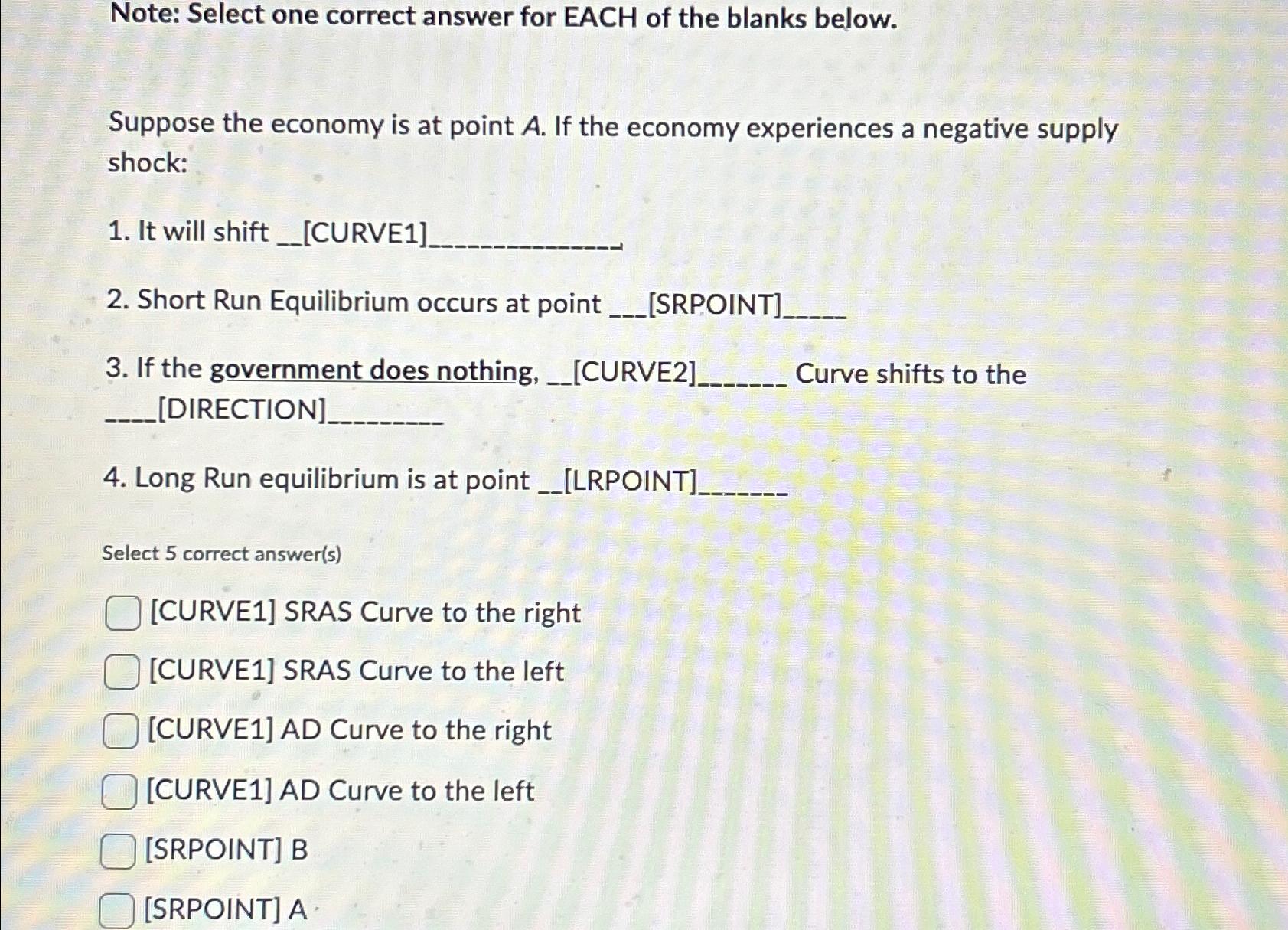 Solved Note: Select one correct answer for EACH of the | Chegg.com
