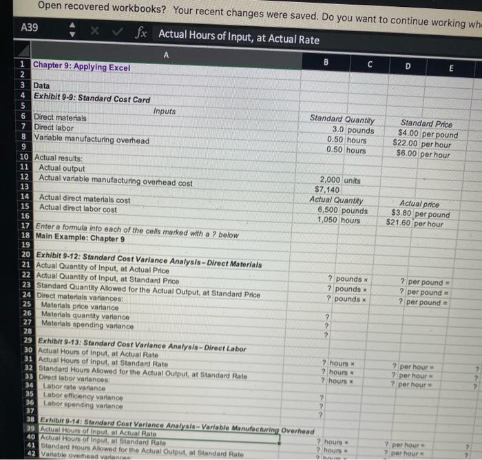 Solved Aequired information Chapter 09: Applying Excel | Chegg.com
