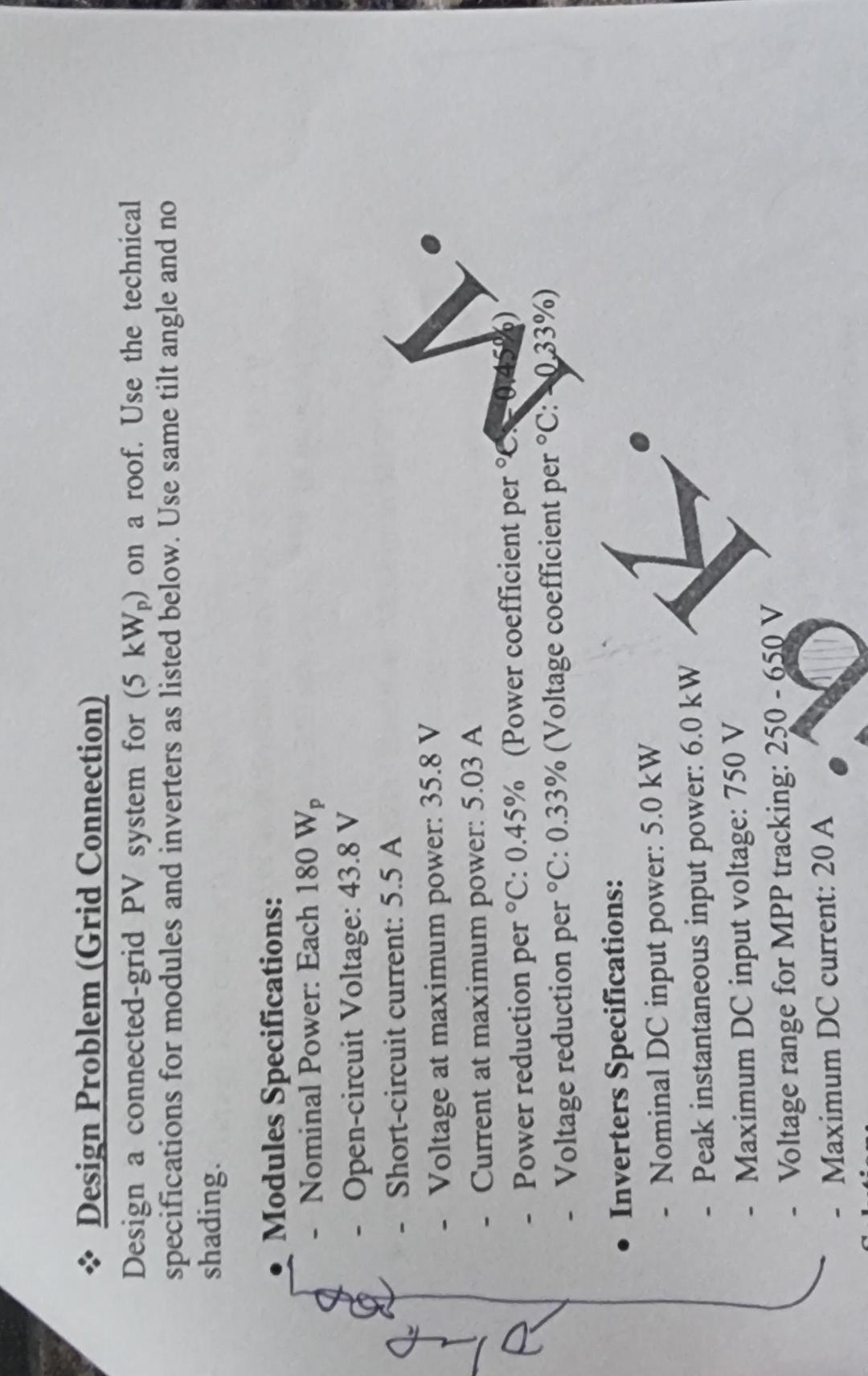 Solved ° Design Problem (Grid Connection) Design a | Chegg.com