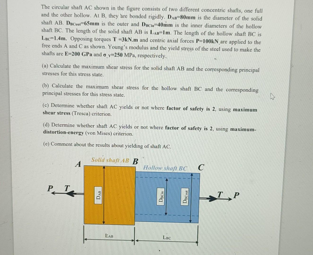 Solved The circular shaft AC shown in the figure consists of | Chegg.com