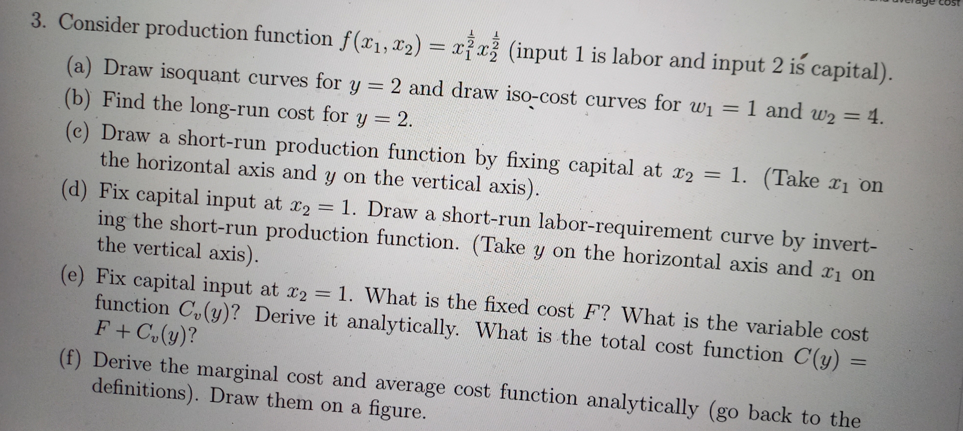 Solved Computer Science.....Consider production function | Chegg.com