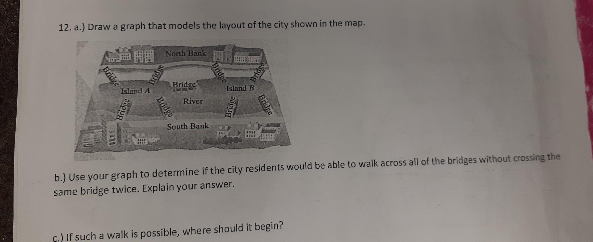 Solved 12. a.) Draw a graph that models the layout of the | Chegg.com