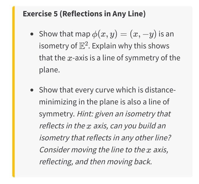 Solved Exercise 5 (Reflections in Any Line) - Show that map | Chegg.com