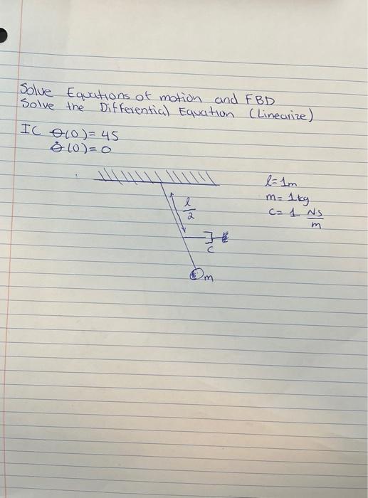Solved Solve Equations of motion and FBD Solve the | Chegg.com
