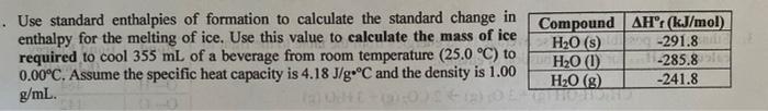 Solved Use standard enthalpies of formation to calculate the | Chegg.com