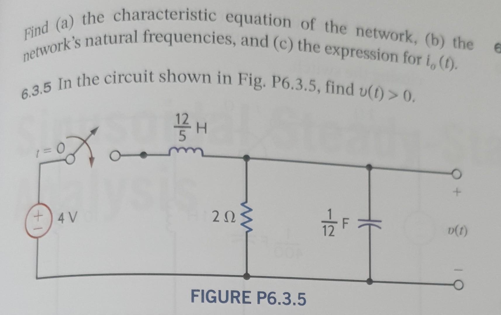 Solved Find (a) the characteristic equation of the network, | Chegg.com