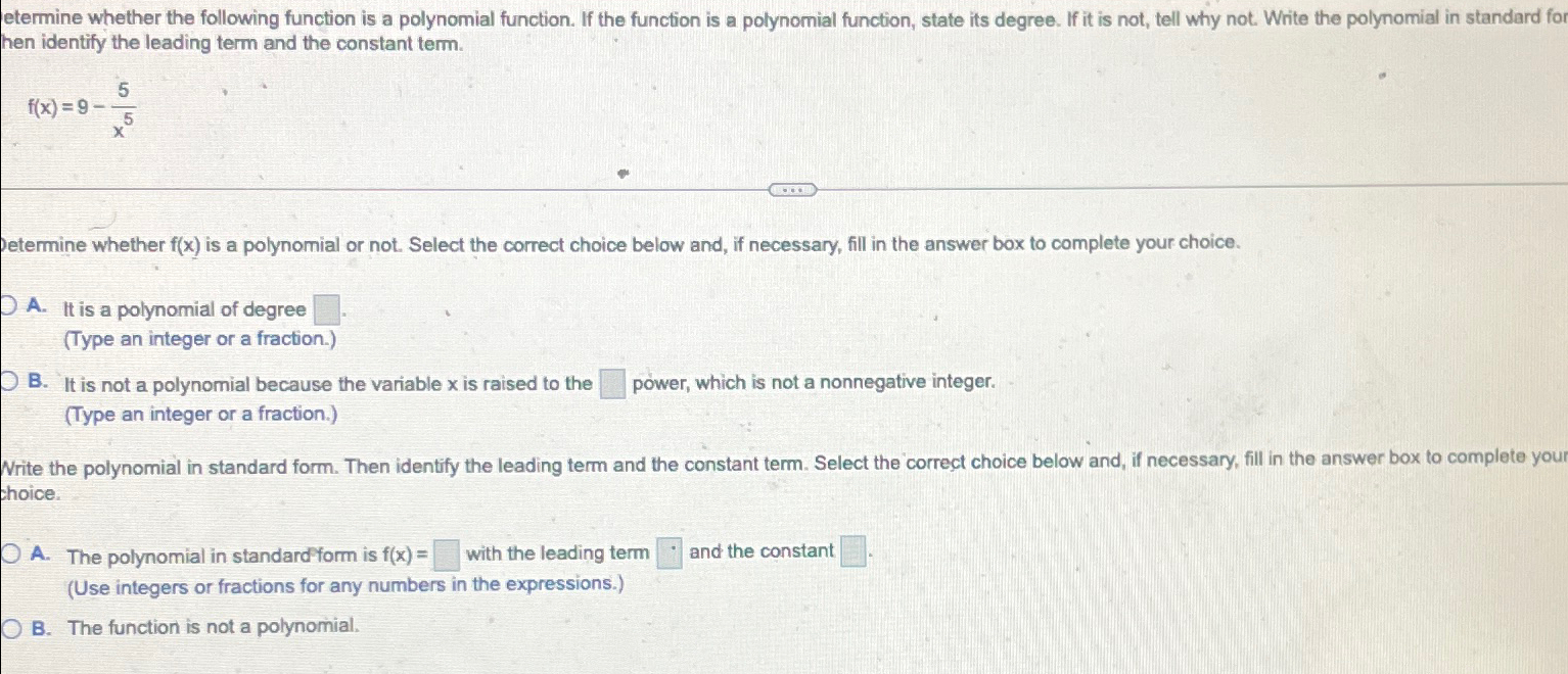 Solved etermine whether the following function is a | Chegg.com