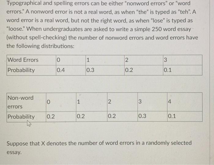 Solved Typographical and spelling errors can be either | Chegg.com