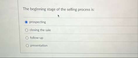 Solved The beginning stage of the selling process | Chegg.com