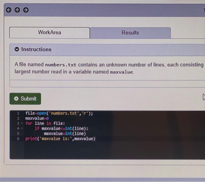 Solved WorkArea Results Instructions A file named | Chegg.com