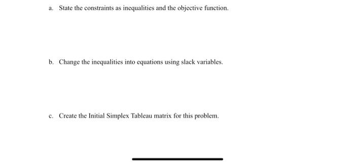 Solved a. State the constraints as inequalities and the | Chegg.com