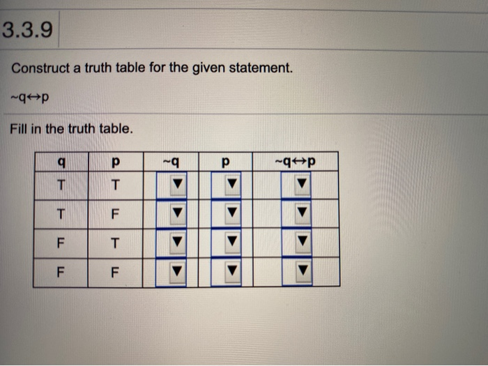 Solved 3.3.9 Construct a truth table for the given | Chegg.com