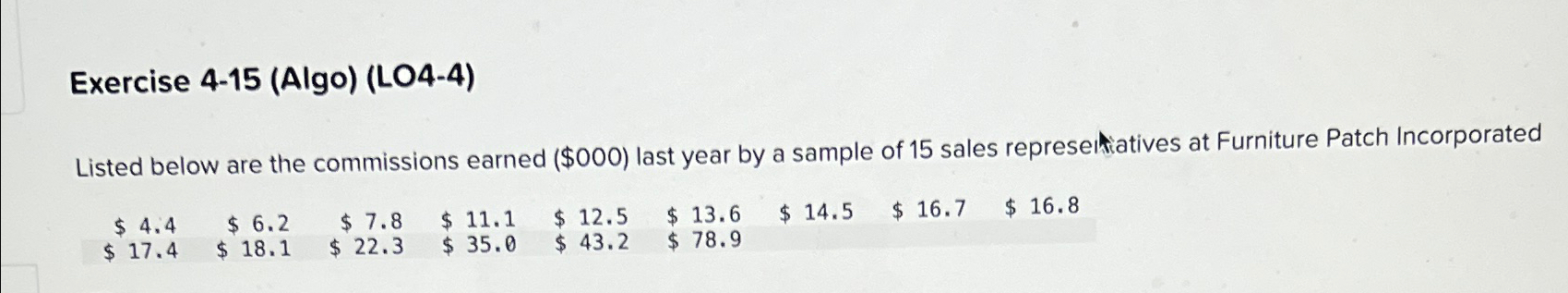 Exercise 4-15 (Algo) (LO4-4)Listed below are the | Chegg.com