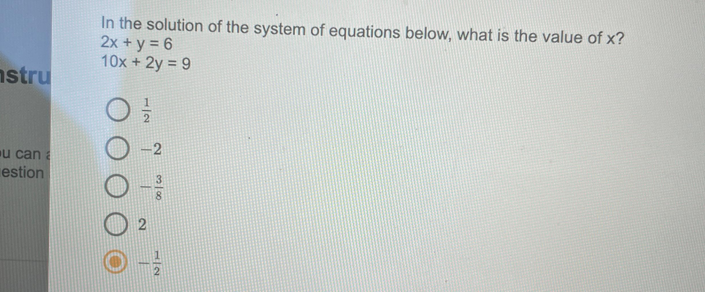 Solved In the solution of the system of equations below, | Chegg.com